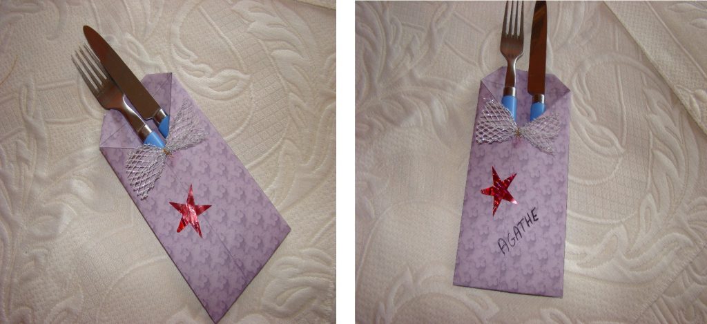 Pliage serviette papier range couvert - fleur de passion